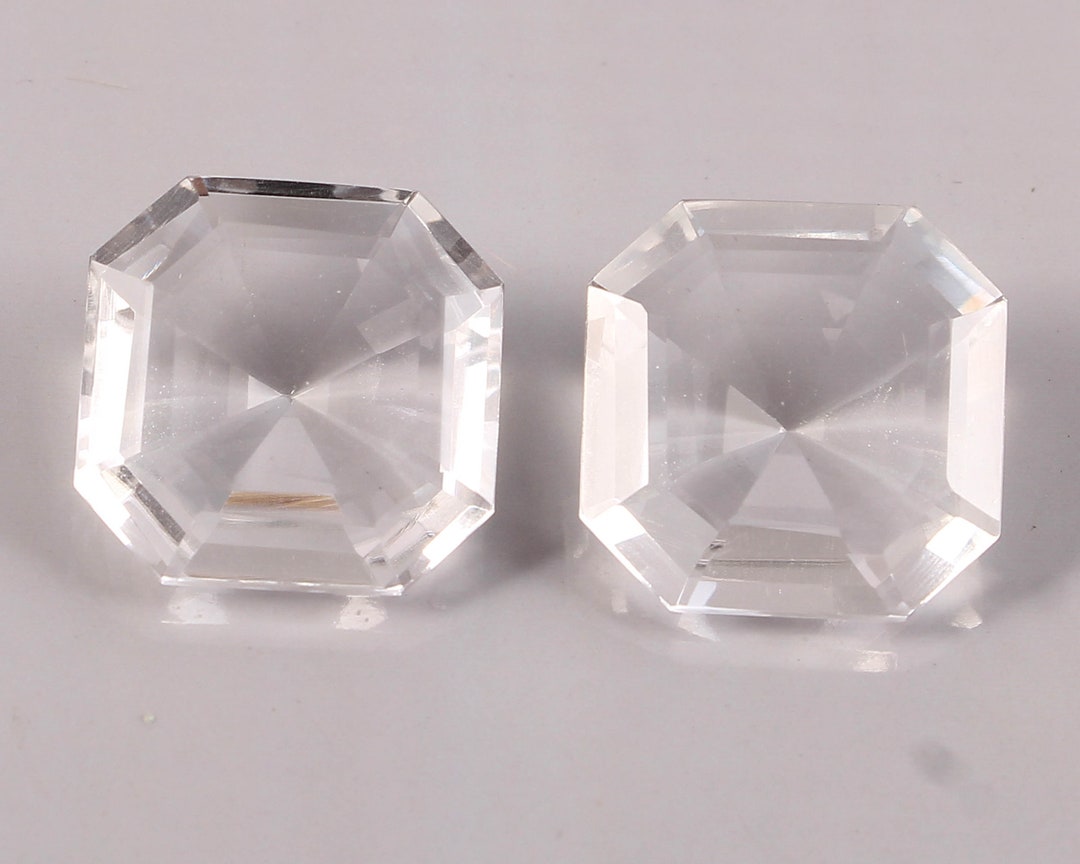 Asscher Cut Crystal Gemstone Pair: 44.00 Cts. 20x20 MM - Etsy