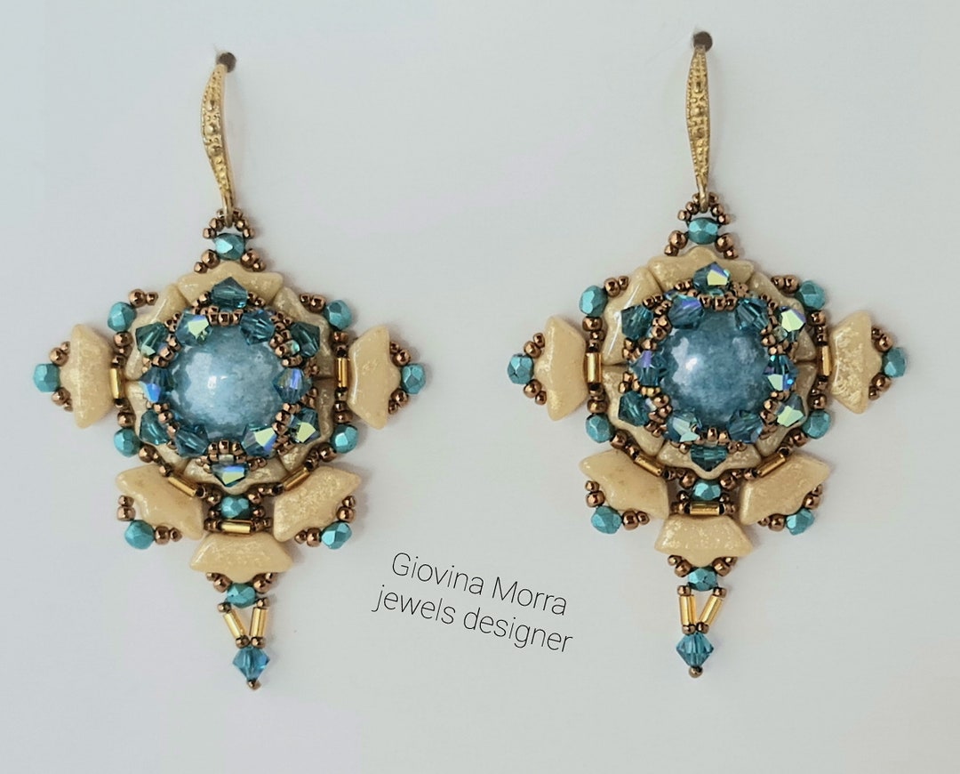 Jasmine Earring Pattern, Pattern With Par Puca Cabochon, Earrings With ...