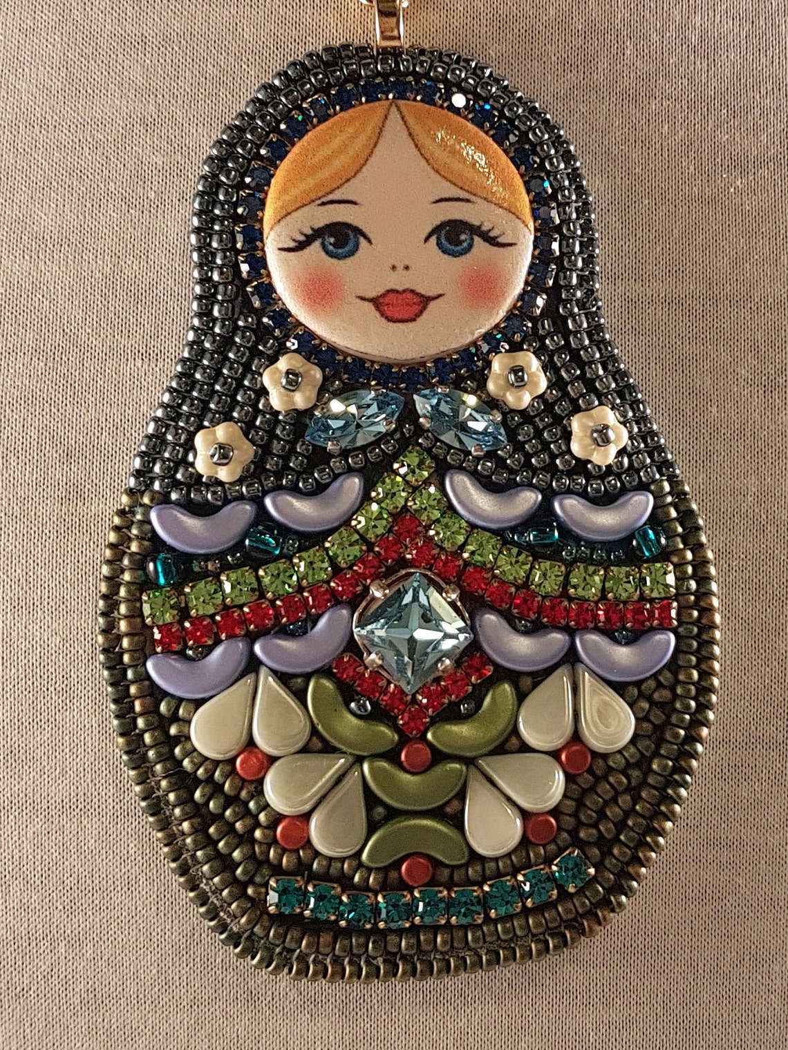Pattern "babushka" Pendent, File PDF, Embroidery Technique, Beading ...