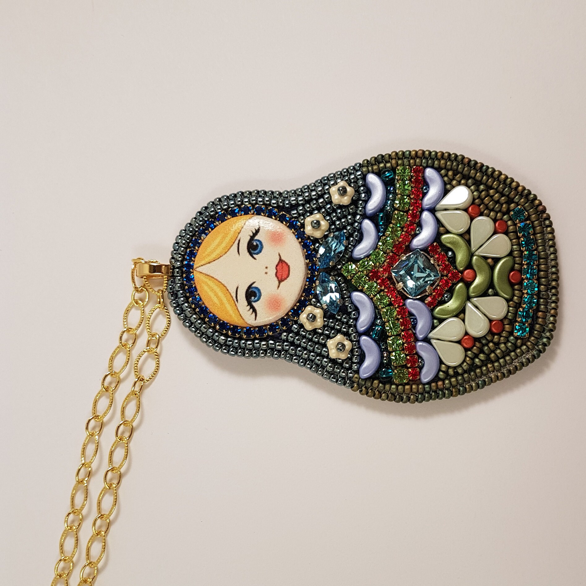 Pattern "babushka" Pendent, File PDF, Embroidery Technique, Beading ...