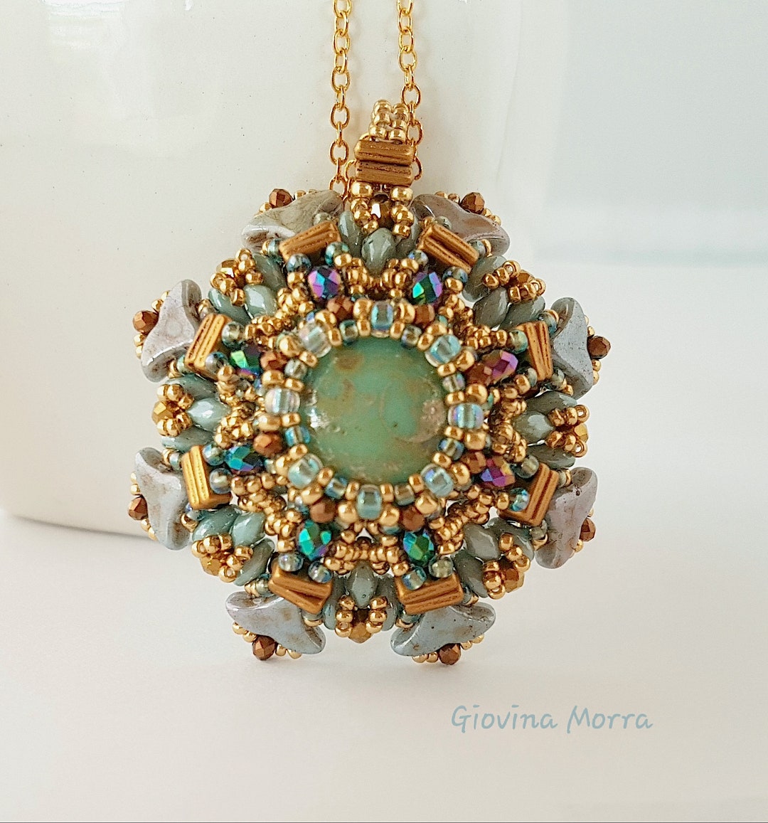 Thesan Pendent Pattern, Pattern With Helios Beads, Handmade Pendent ...