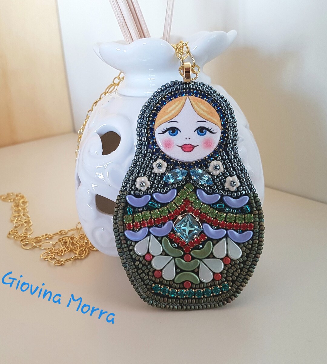 Pattern "babushka" Pendent, File PDF, Embroidery Technique, Beading ...