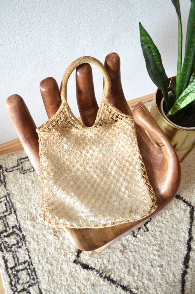 Vintage Jute Cotton Macrame bag bag hand made macrium hippie handbag boho