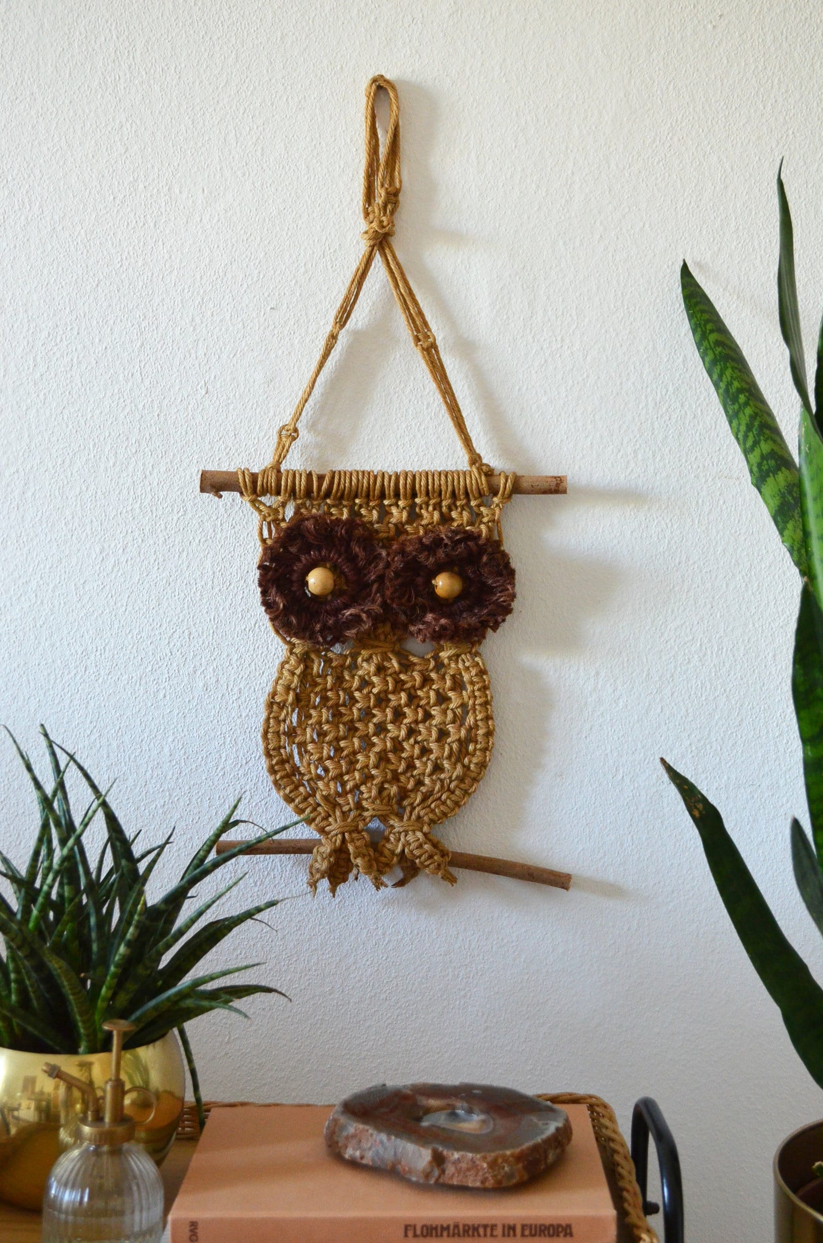 Vintage Macrame Owl Wall Hanging Owl Wall Hanging