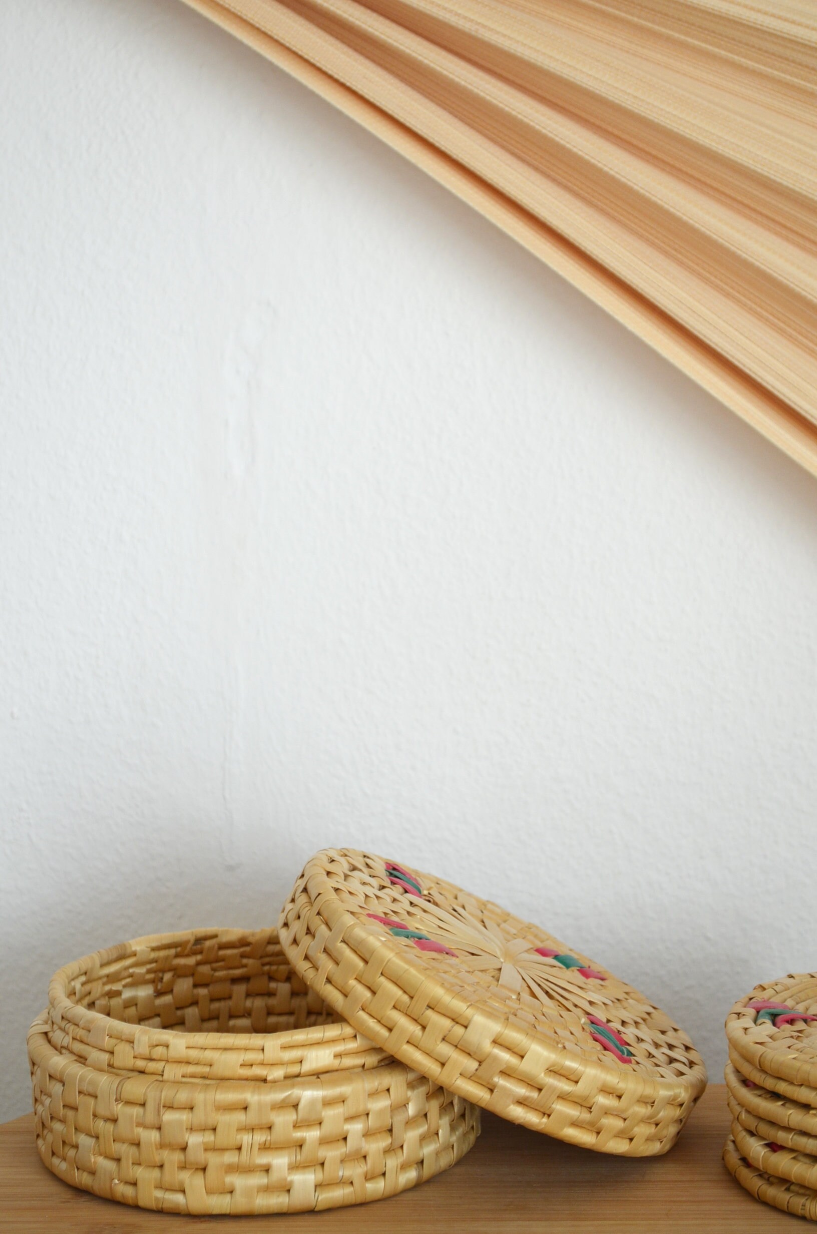 Set of 6 rattan coasters with basket casket wicker basket coaster boho