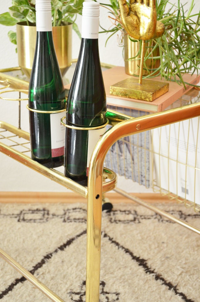 Mid Century Modern Bar car Gold messing vintage bar cart brass ...