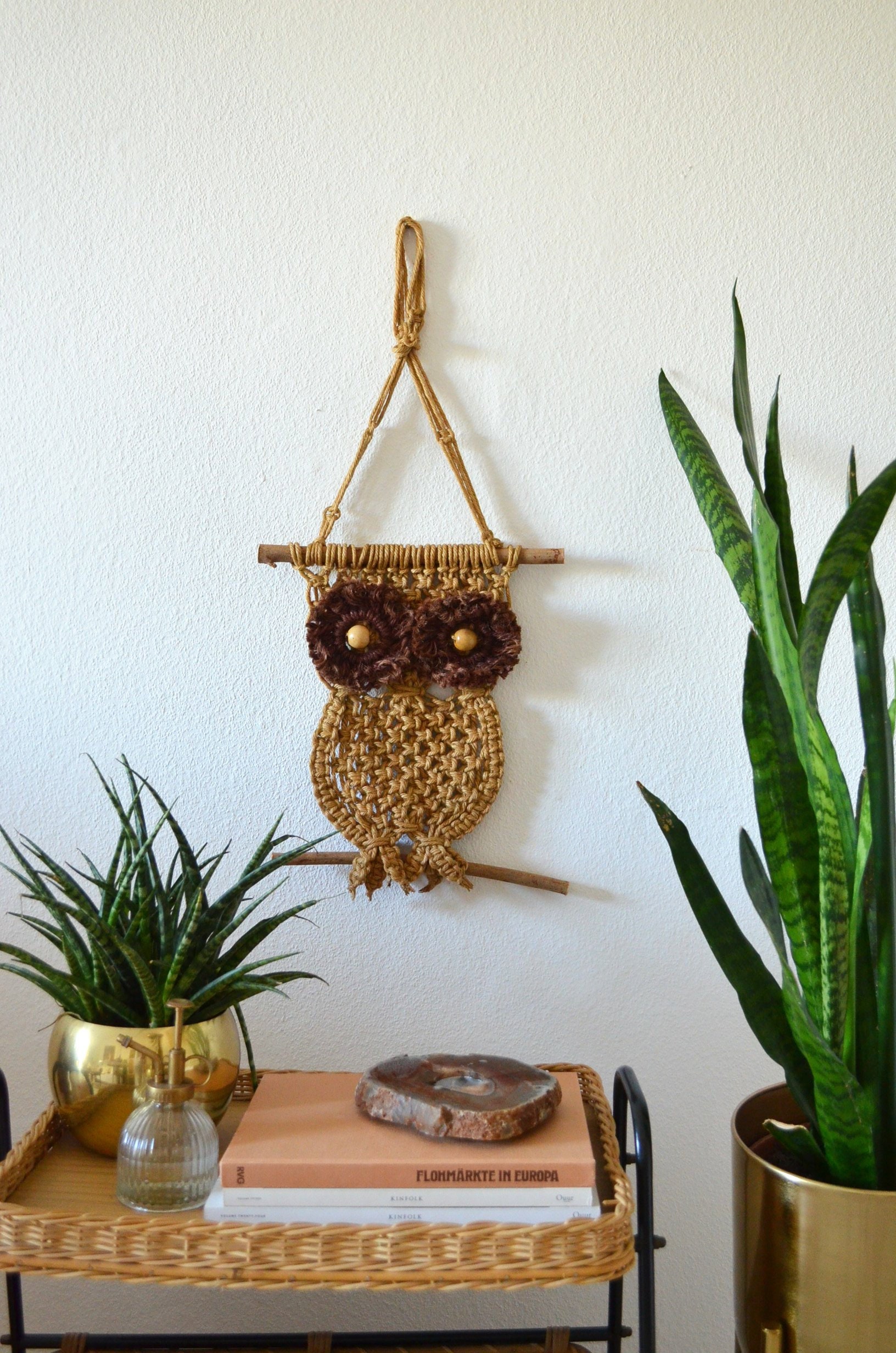 Vintage Macrame Owl Wall Hanging Owl Wall Hanging