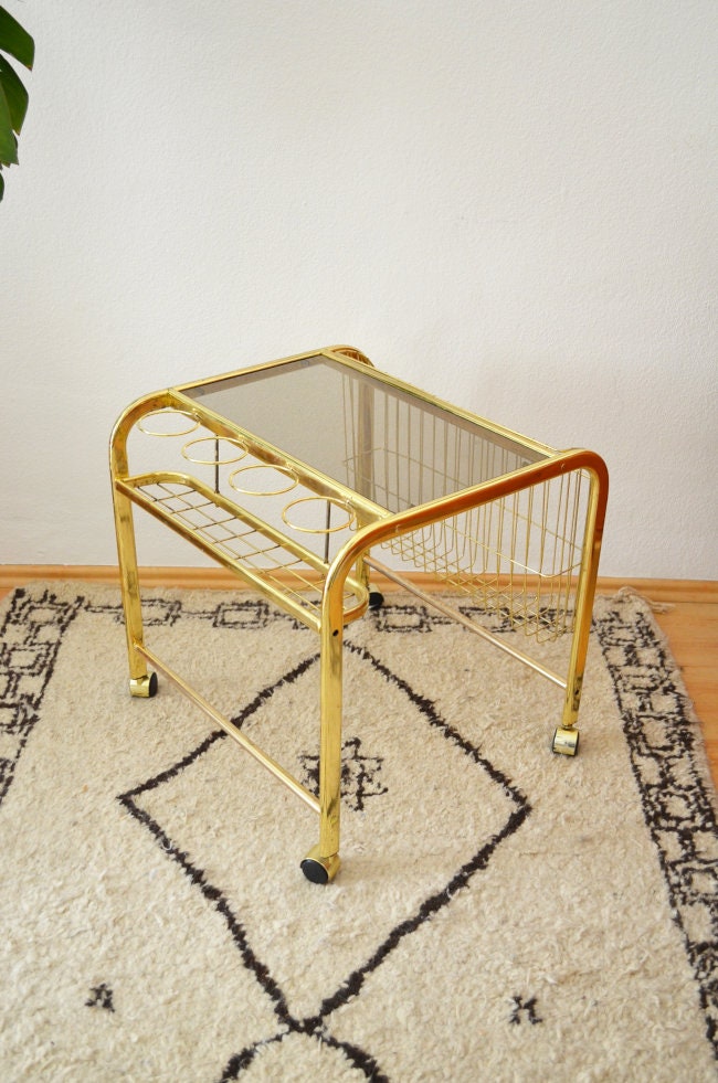 Mid Century Modern Bar car Gold messing vintage bar cart brass ...
