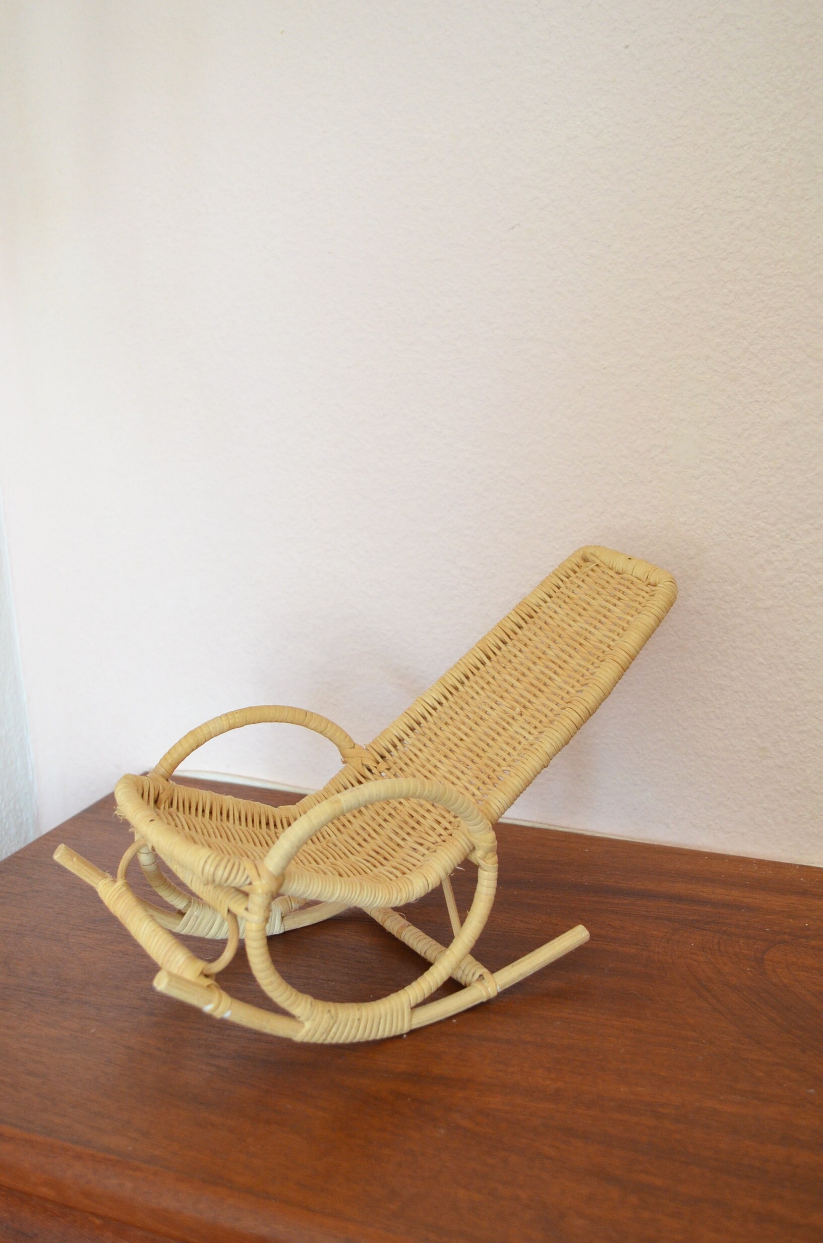 Miniature rattan rocking chair wicker doll mini chair wickweide plants ...