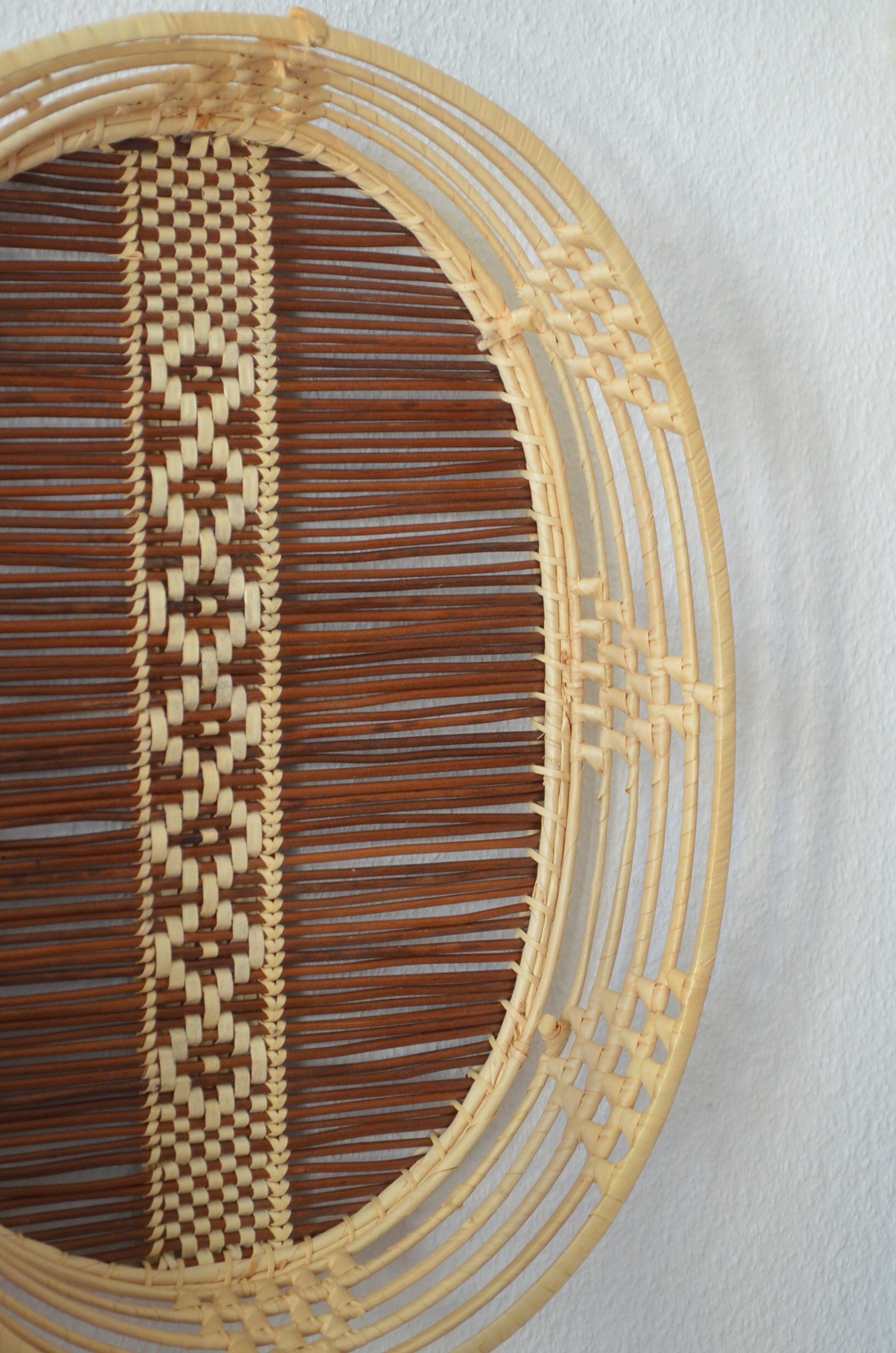 Boho rattan tray vintage tray bohemian ethno wicker round home decor basket