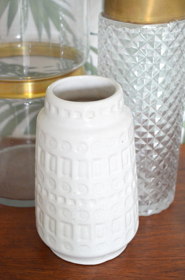 Vintage Inka Scheurich vase white white 18 cm boho mid century