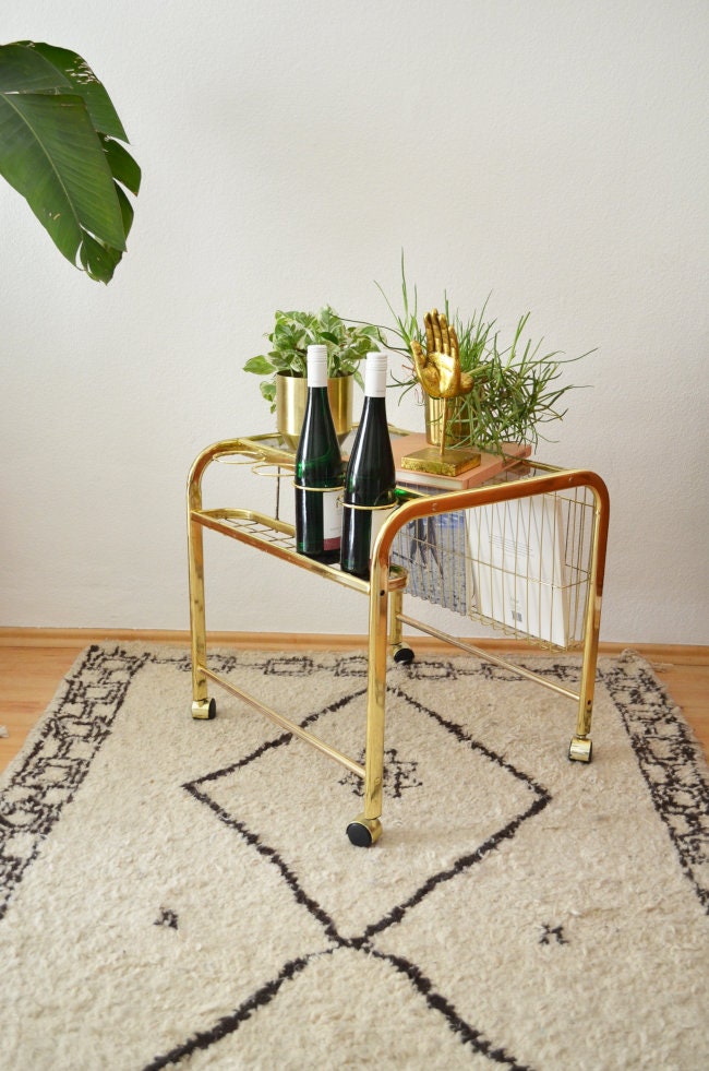 Mid Century Modern Bar car Gold messing vintage bar cart brass ...