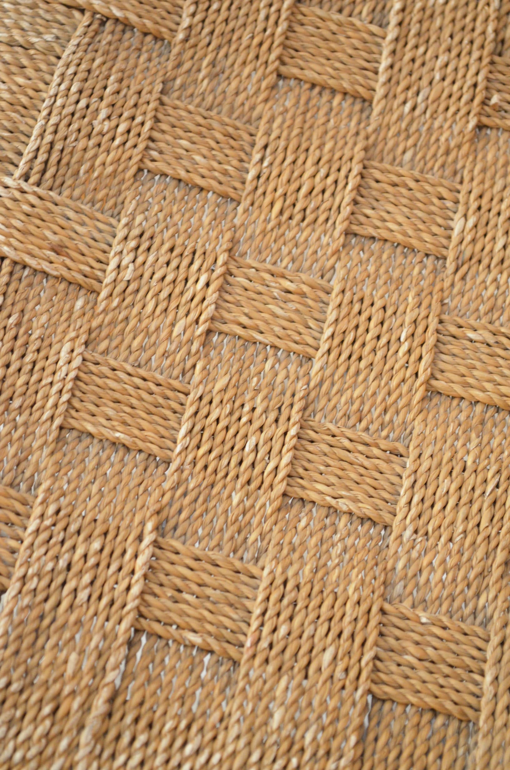 Vintage sisal rattan boho stool wicker mid century