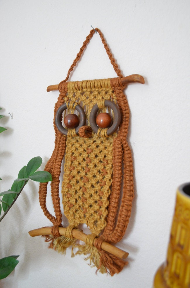 Vintage Macrame owl Wall Hanging Owl