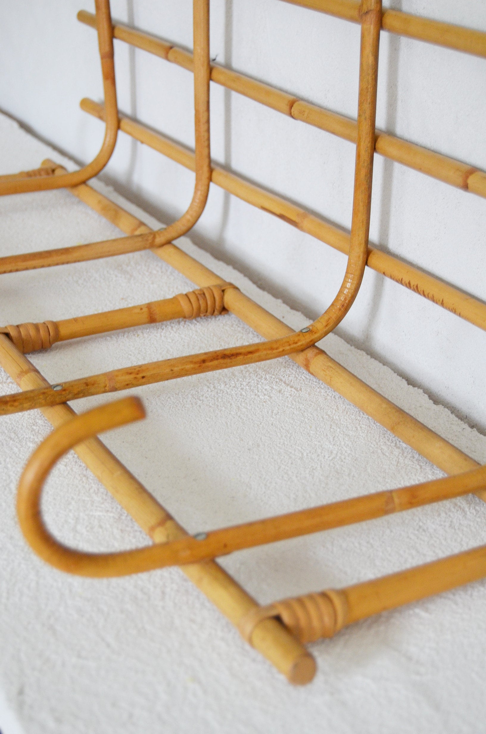 Bamboo coat rack with vintage hat rack