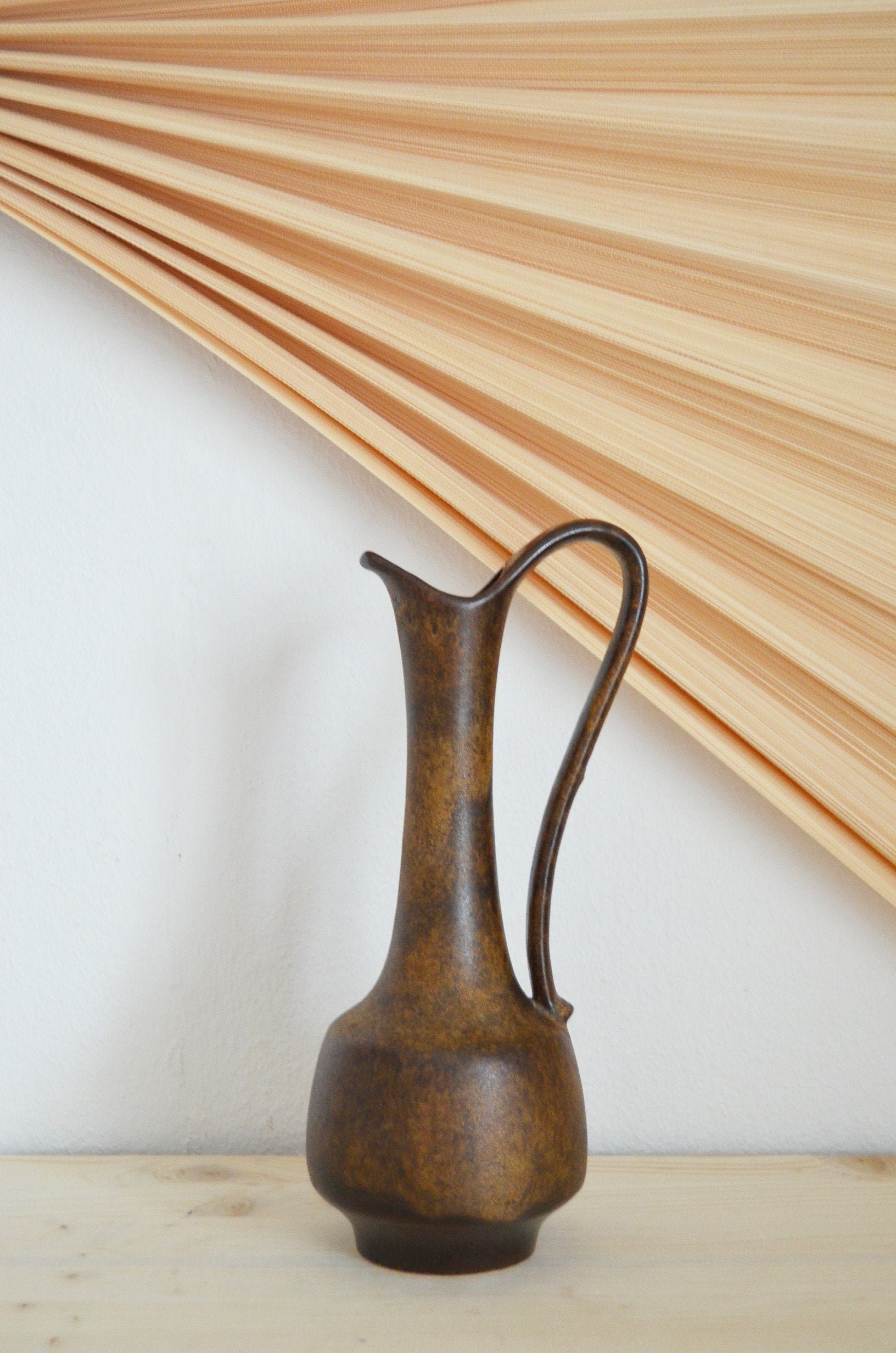 Vintage jug stoneware ceramic vase brown boho West Germany