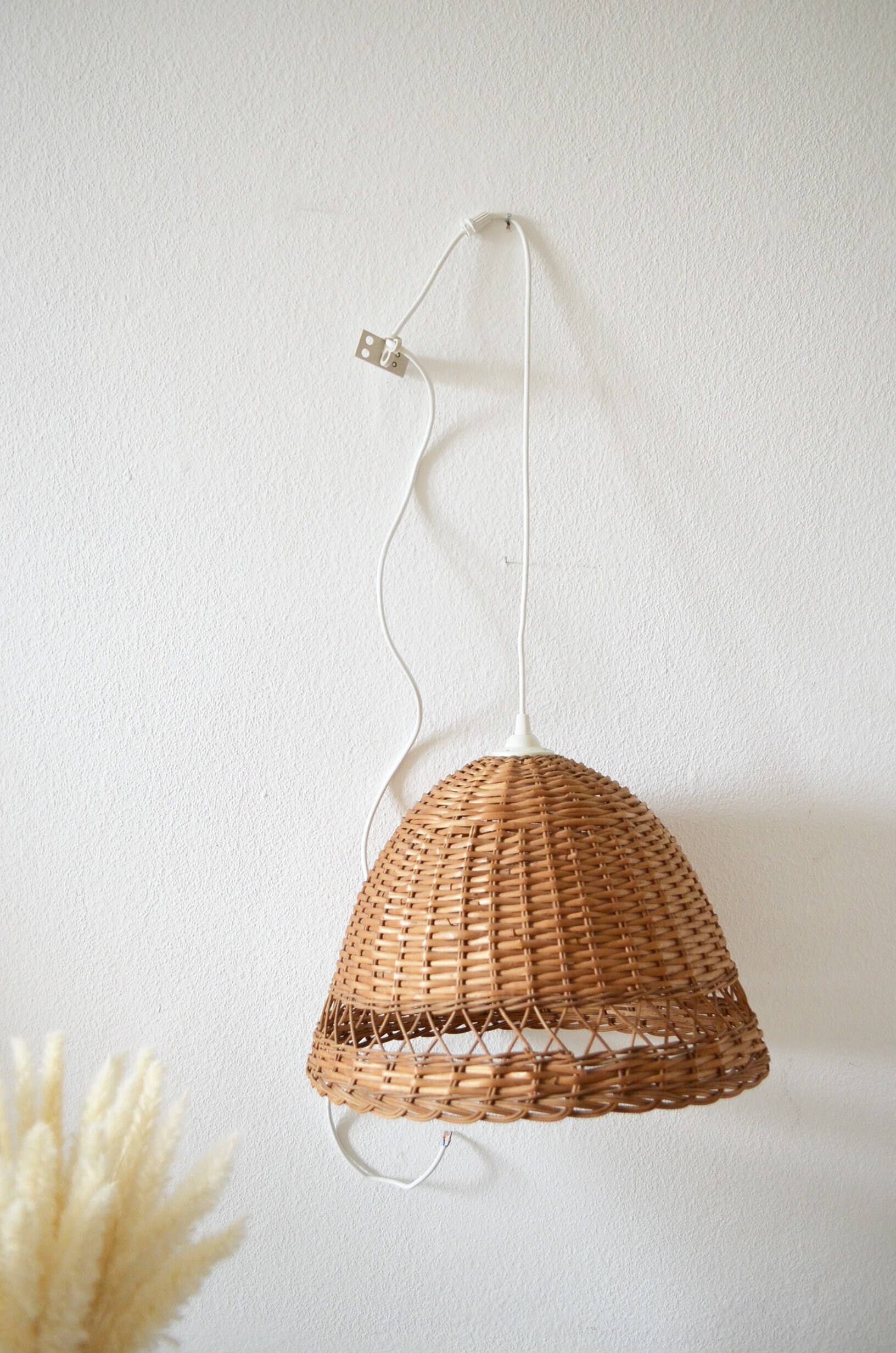 Rattan hanging lamp round vintage lampshade wrap hanging lamp round boho