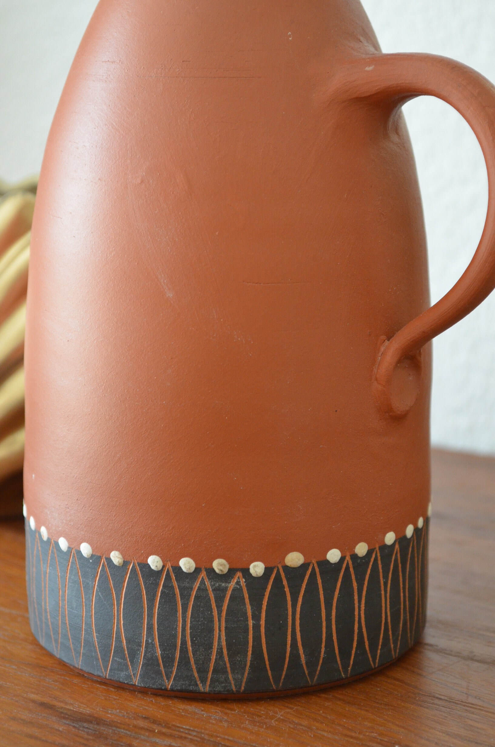 Mid century vase jug terracotta ethno boho handmade