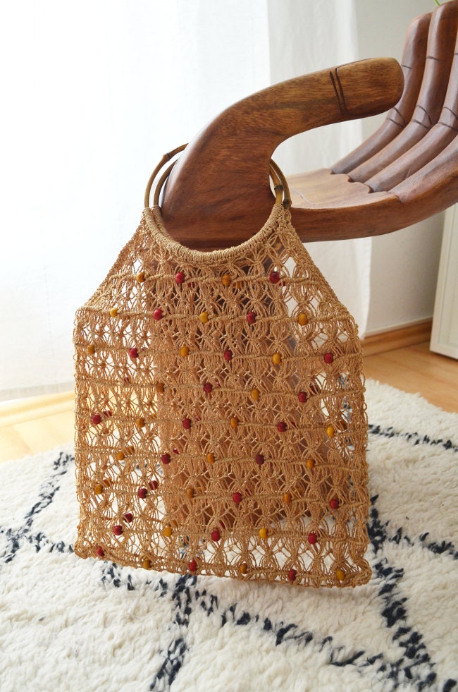 Vintage Macrame bag bag hand made macrium hippie handbag boho