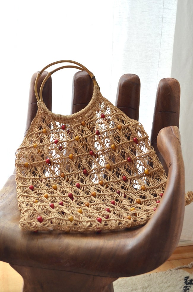 Vintage Macrame bag bag hand made macrium hippie handbag boho
