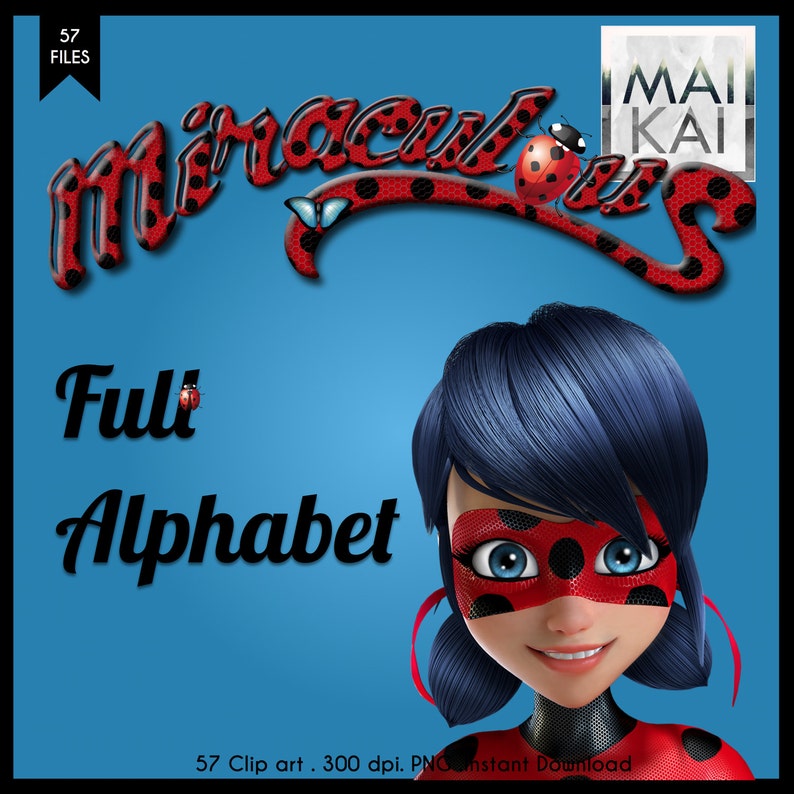 Miraculous digital alphabet Ladybug clipart ladybug letters | Etsy