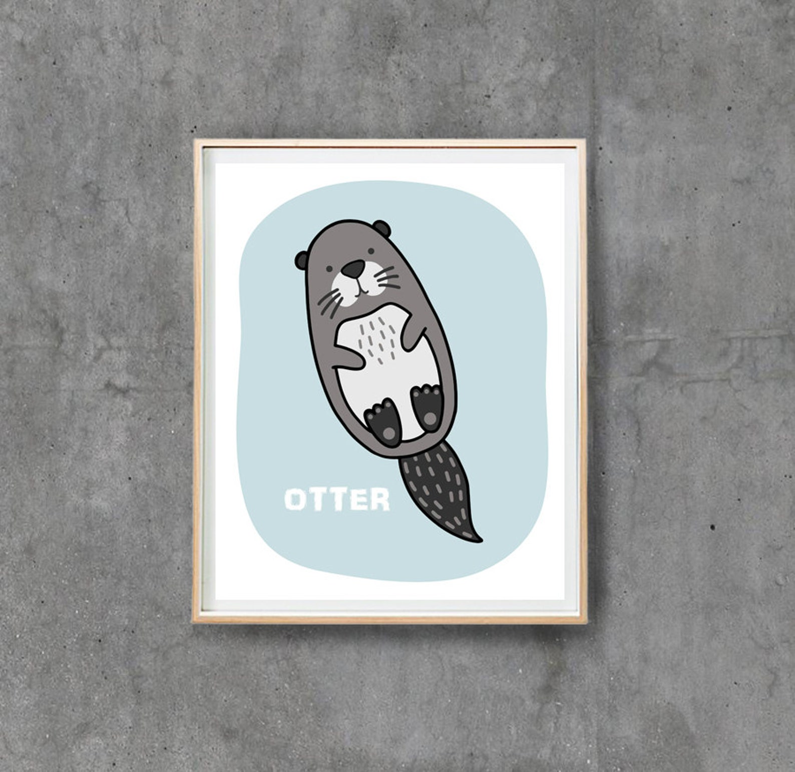 Otter, Digital Prints, Hand Drawn Prints, Instant Download, Nursery ...