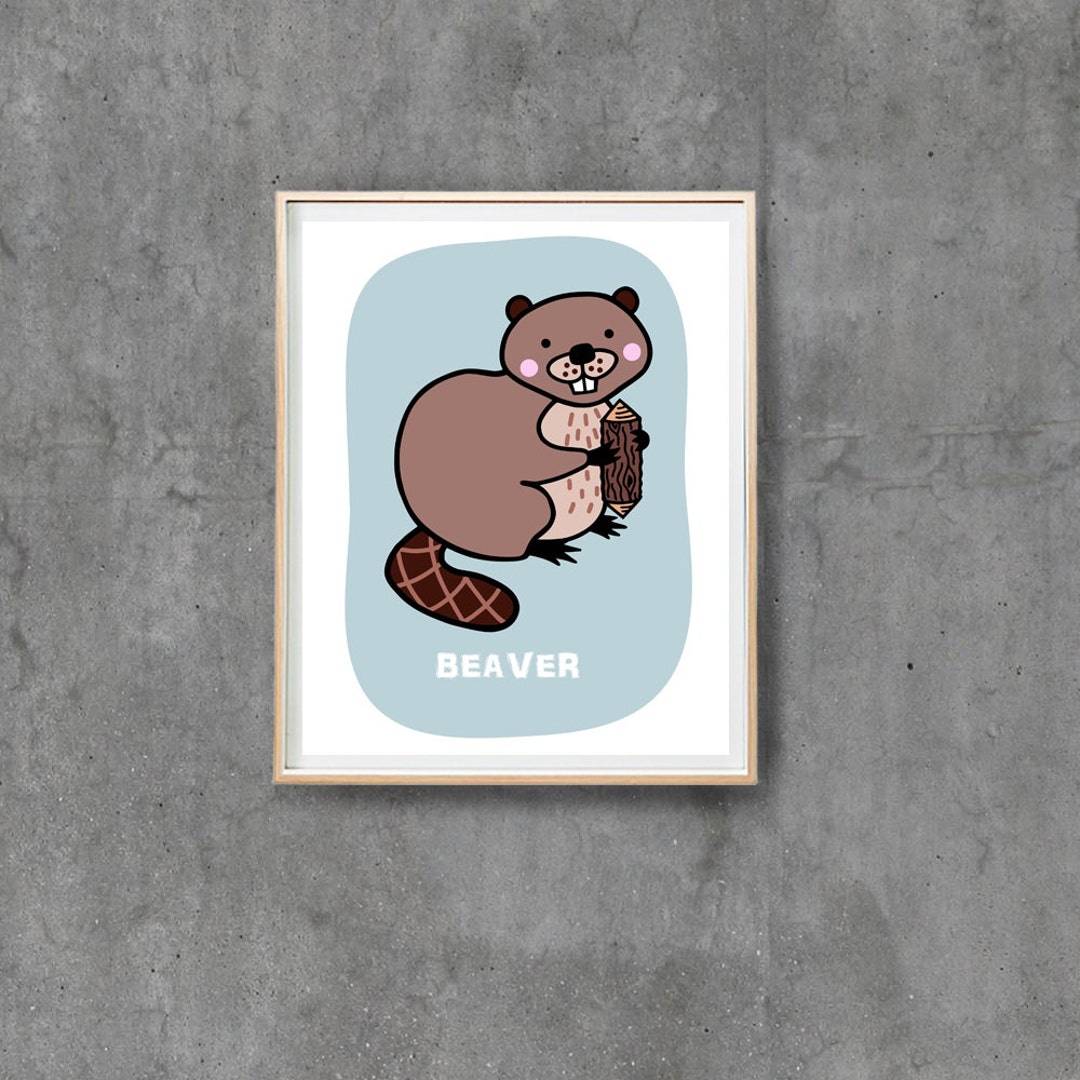 Beaver,digital Prints, Hand Drawn Prints, Instant Download, Nursery ...