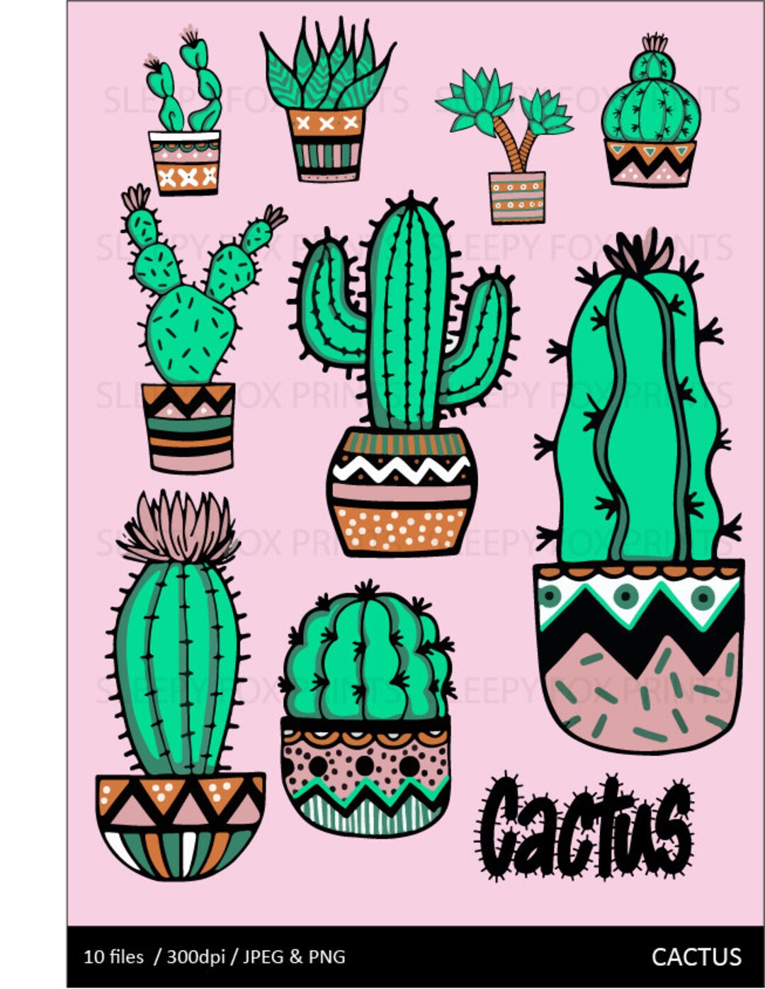 Cactus Clip Art, Cactus, Cute Cactus,hand Drawn, Doodles, Plants ...