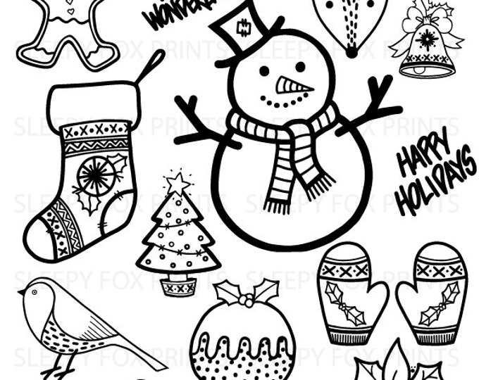 Christmas Clip Art Clipart Christmas Black and White - Etsy