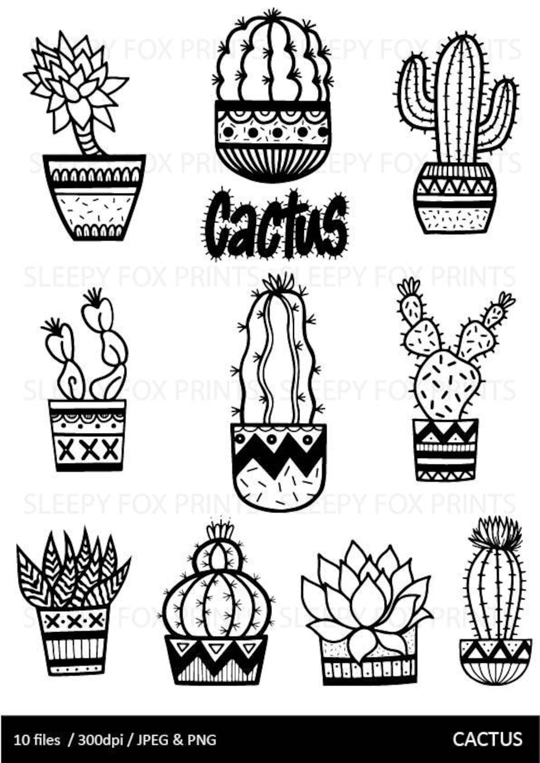 Cactus Clip Art, Cactus, Cute Cactus,hand Drawn, Doodles, Plants ...