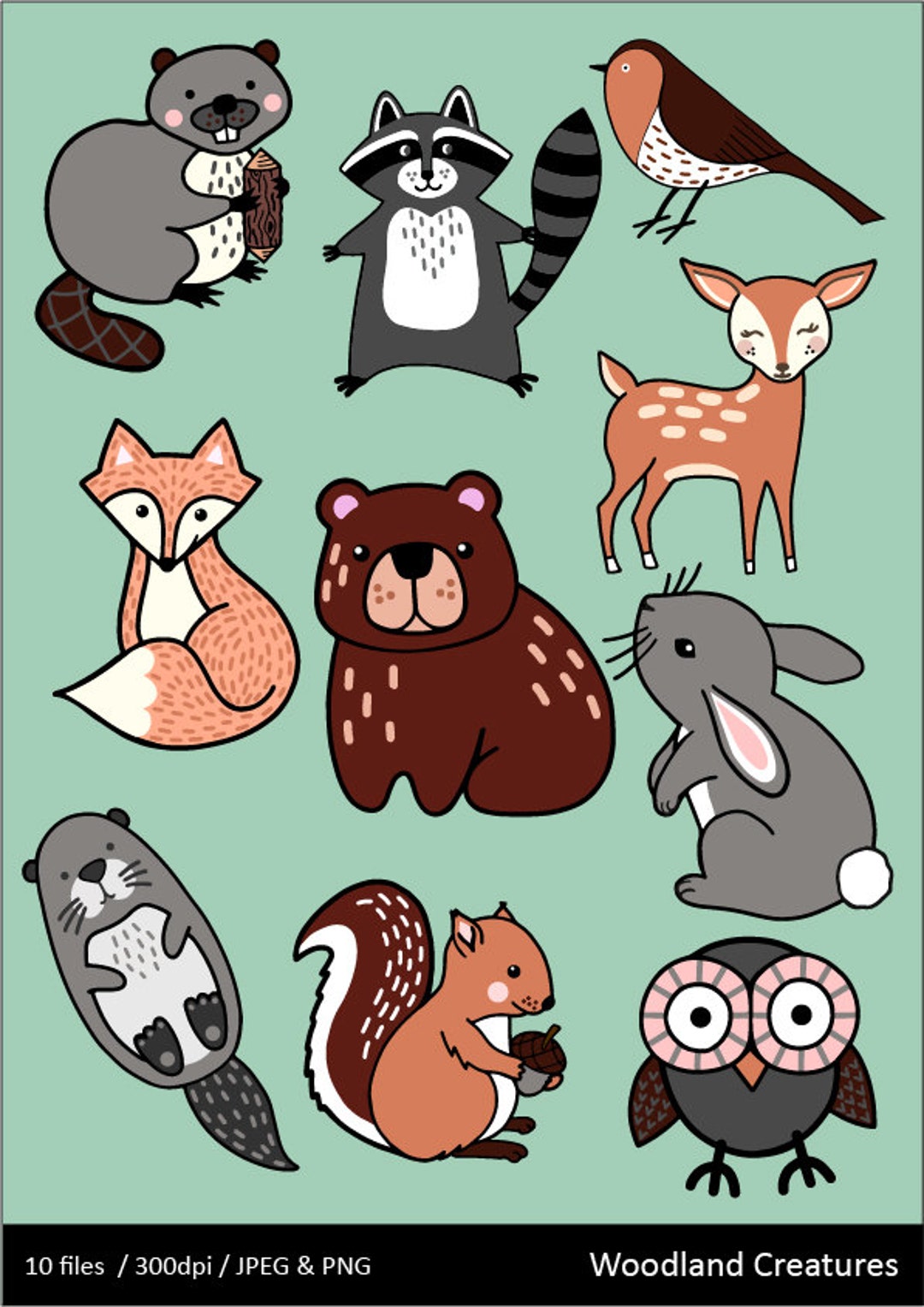 Woodland Clipart, Woodland, Fox Clip Art, Deer Clipart, Owl Clipart ...