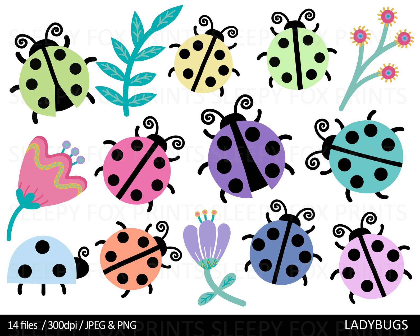 Ladybug Clip Art, Lady Bug Clipart, Ladybird Clipart Digital Files ...