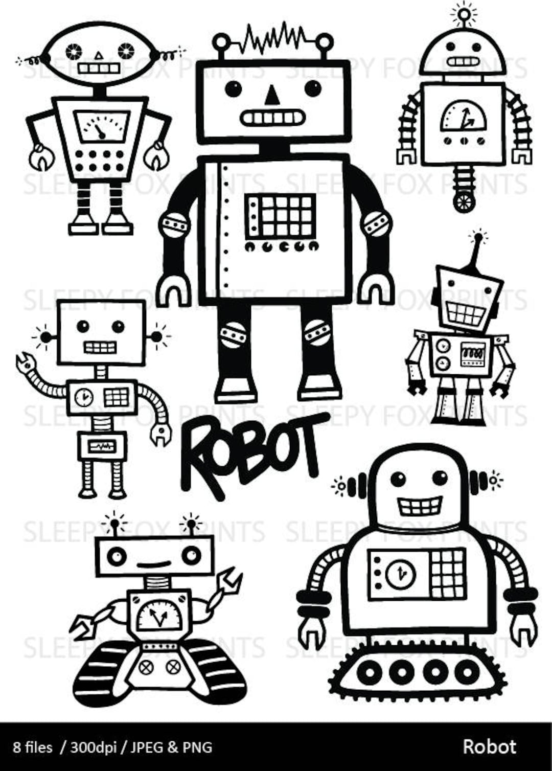 Robot Clipart, Digital Robots Clip Art, Birthday Clipart, Robot Party ...