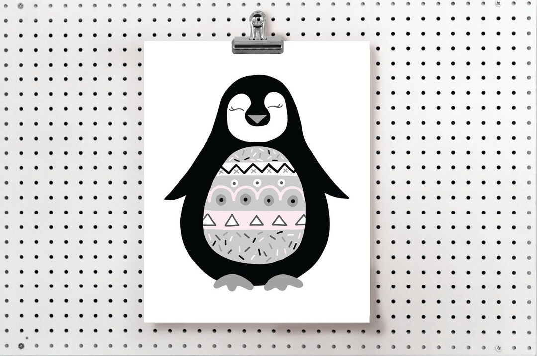 Black and White Penguin, Digital Prints, Hand Drawn Prints, Instant ...