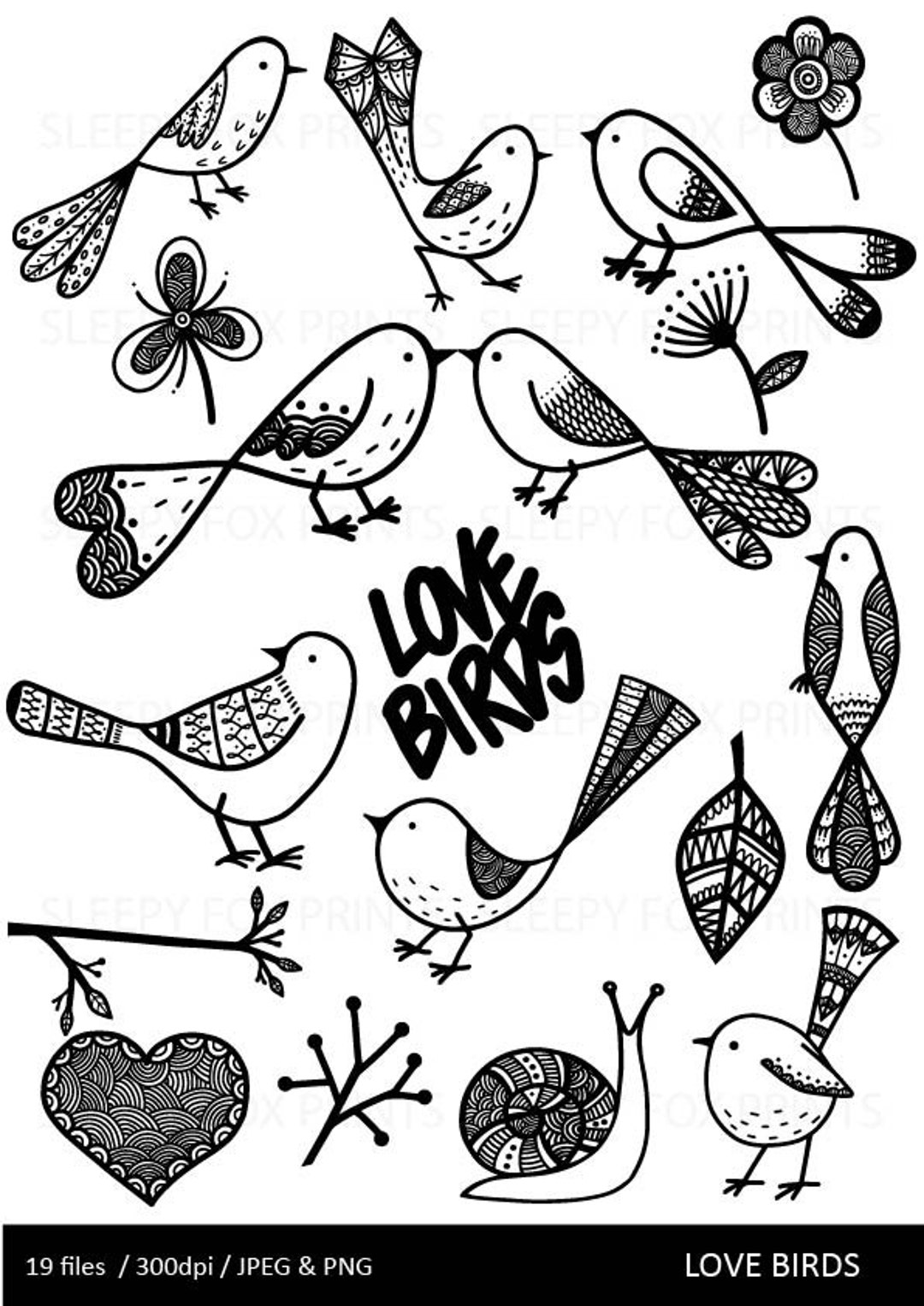 Flower Clipart Images Black And White Birds