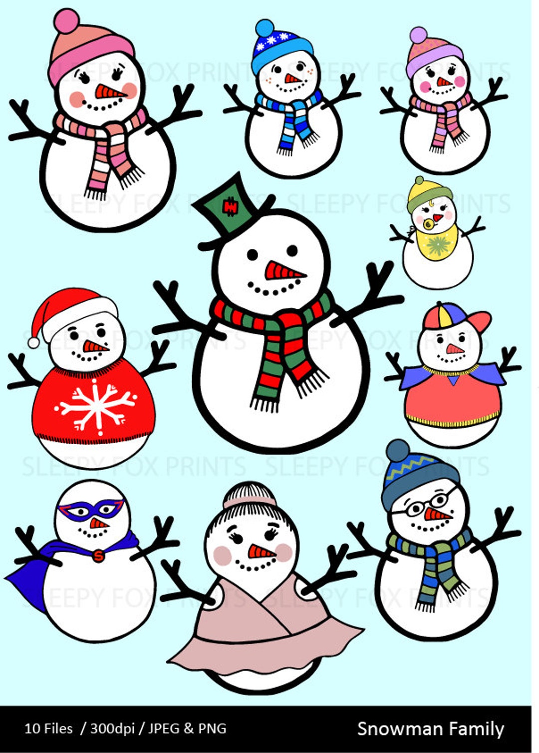 Snowman Family Clipart, Clip Art, Snowman, Christmas, Xmas, Holidays ...