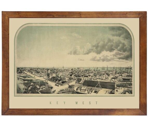 Key West FL 1800s 24x36 inch print reproduced from a vintage | Etsy