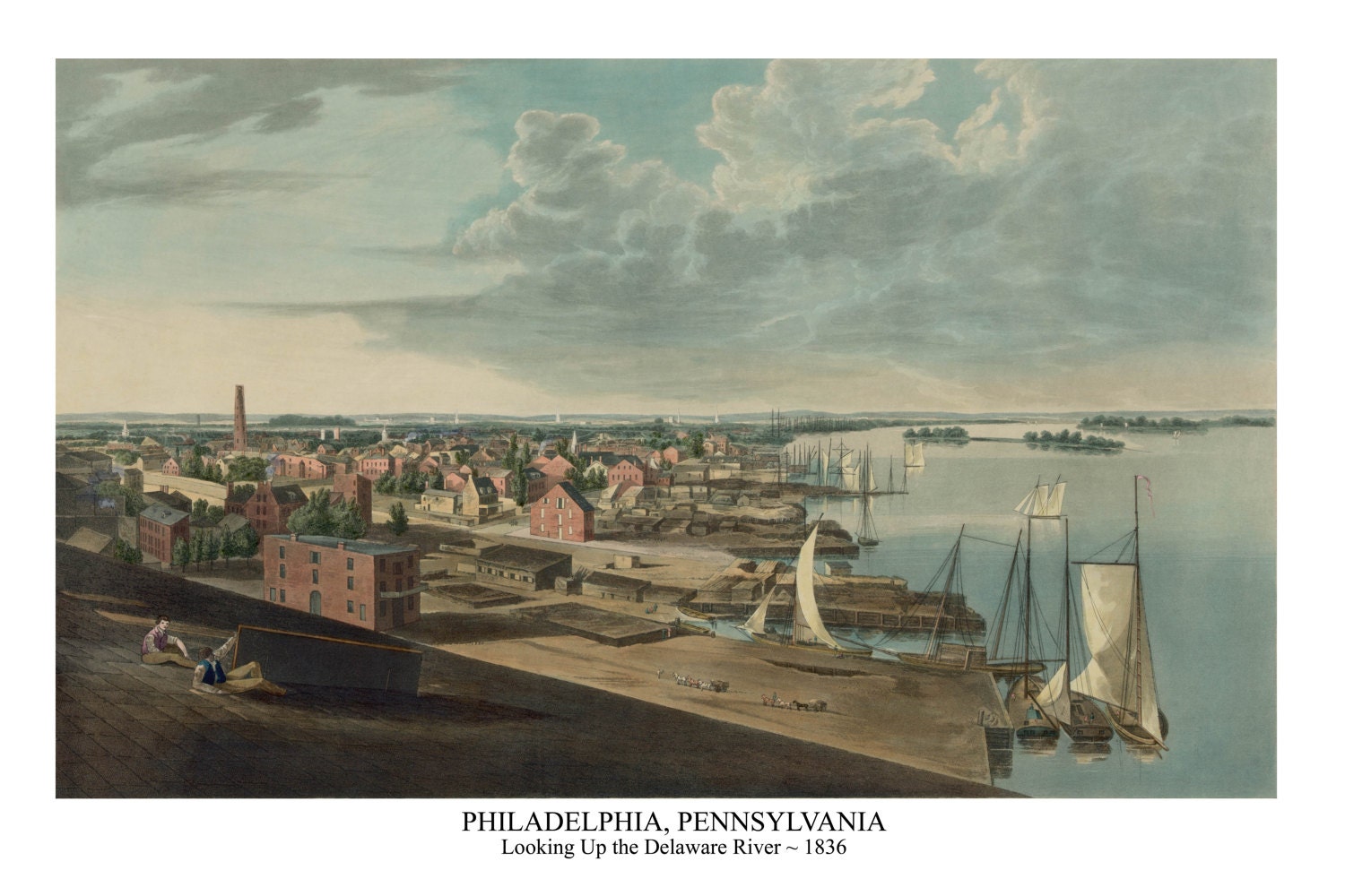 Philadelphia PA, 1836 24x36 Inch Print Reproduced From a Vintage ...