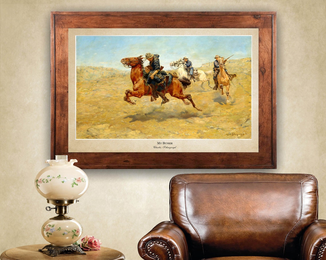 My Bunkie, Charles Schreyvogel 1899; 24x36 Inch Print Reproduced From a ...