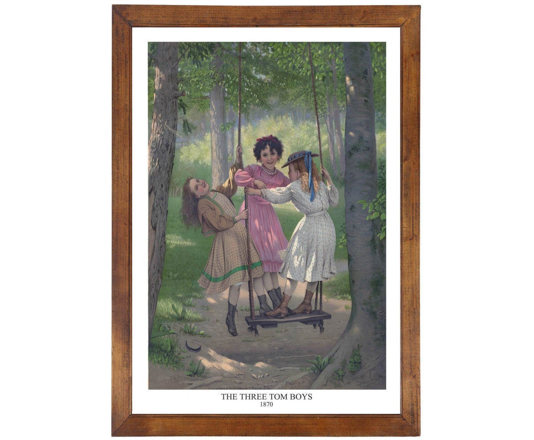 The Three Tom Boys, L. Prang & Company, 1870; 24x36 Inch Print ...