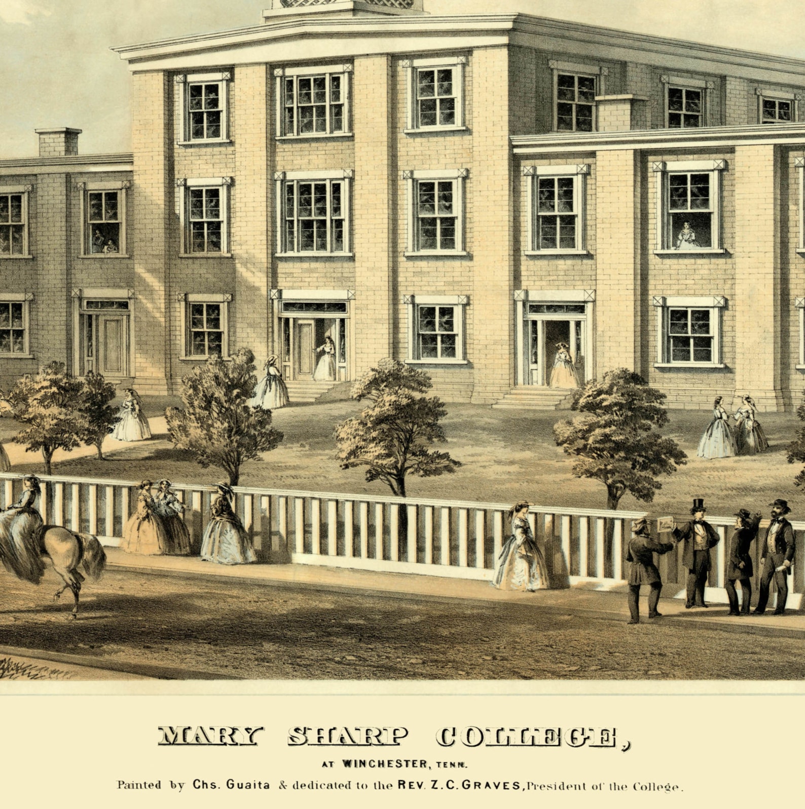 Winchester TN, Mary Sharp College, 1800s 24x36 Inch Print Reproduced ...