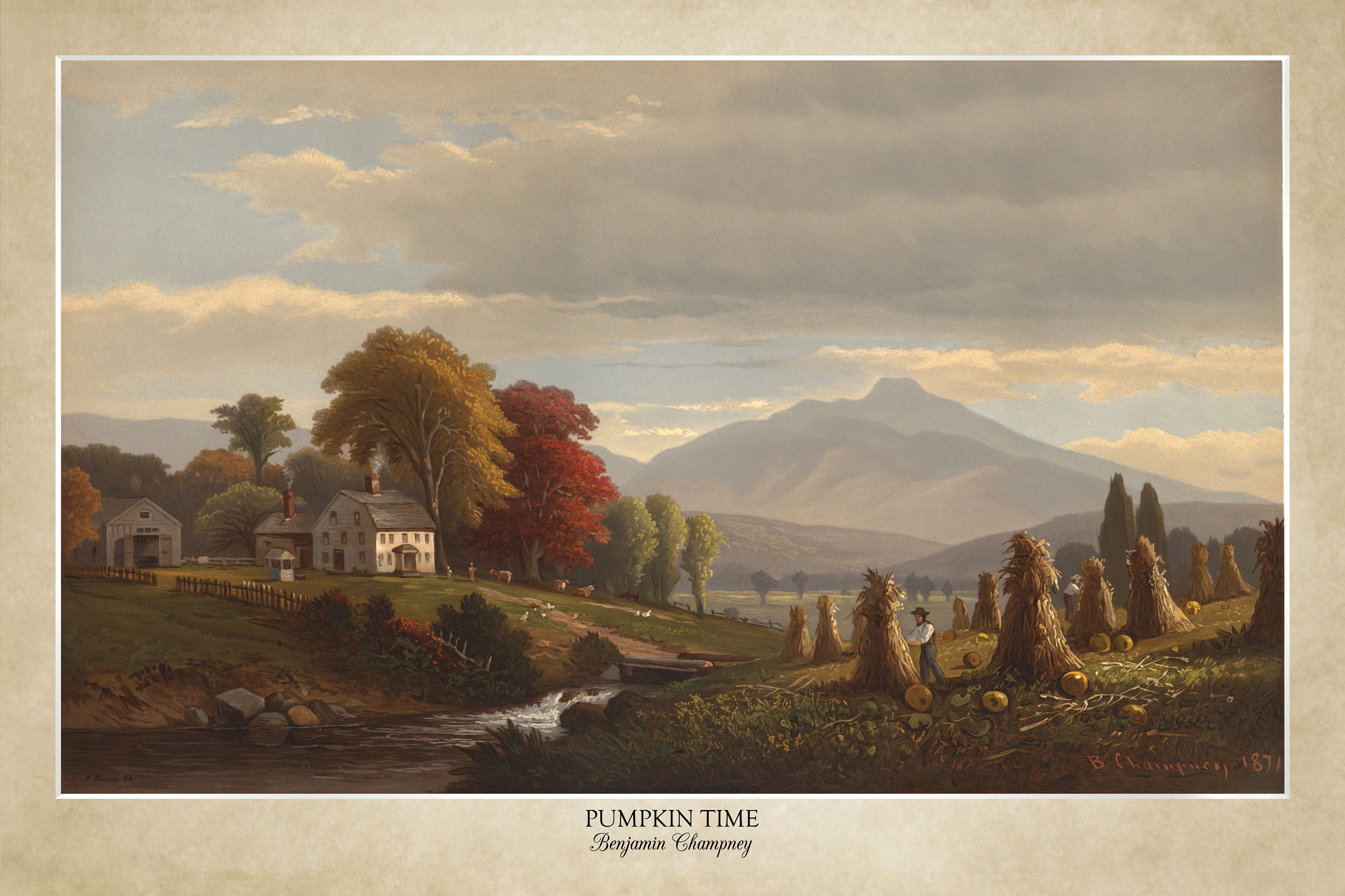 Pumpkin Time by Benjamin Champney, 1871; 24x36 Inch Print Reproduced ...