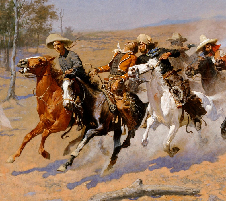 A Dash for the Timber, Frederic Remington 1889; 24x36 Inch Print ...