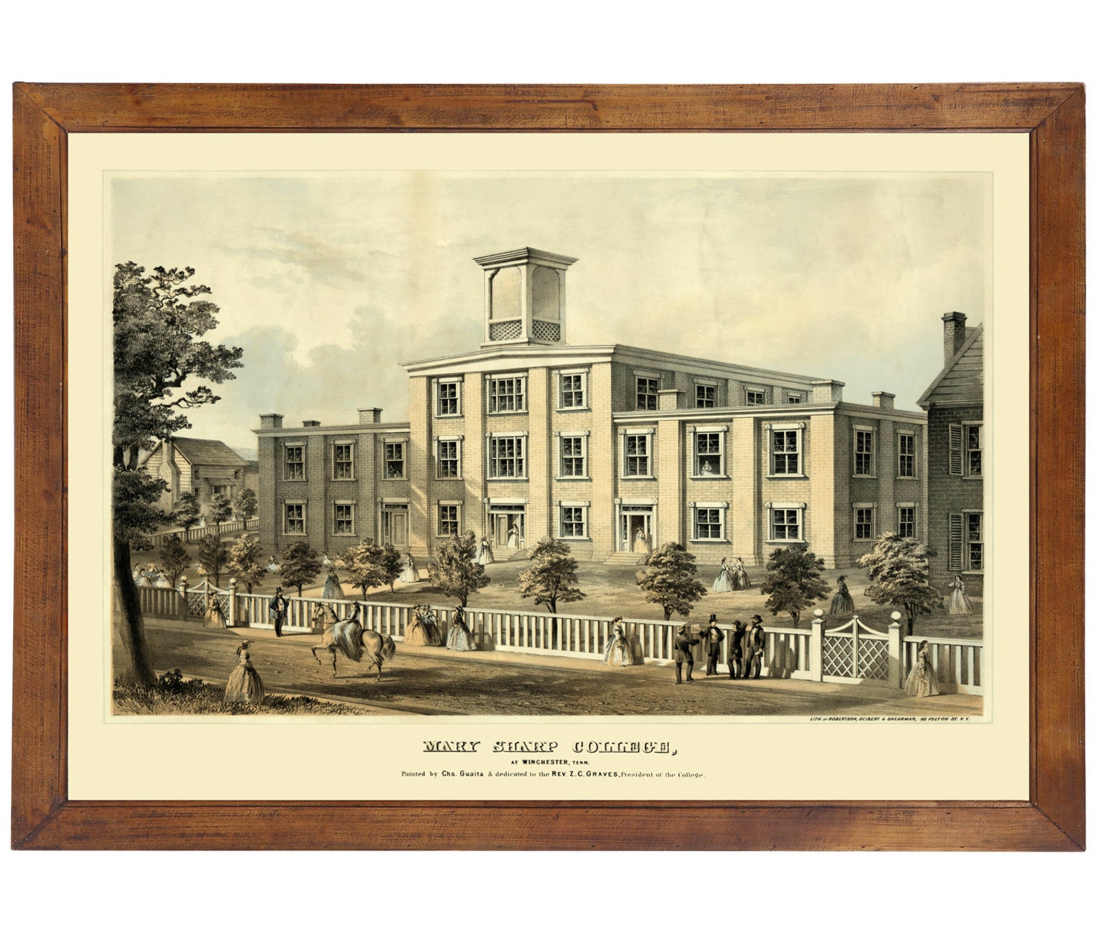 Winchester TN, Mary Sharp College, 1800s 24x36 Inch Print Reproduced ...