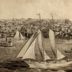 Fall River MA, 1870; 24x36 Inch Print Reproduced From a Vintage ...