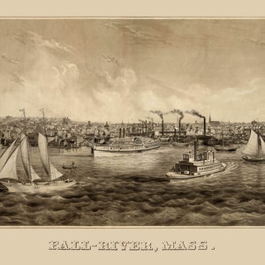 Fall River MA, 1870; 24x36 Inch Print Reproduced From a Vintage ...