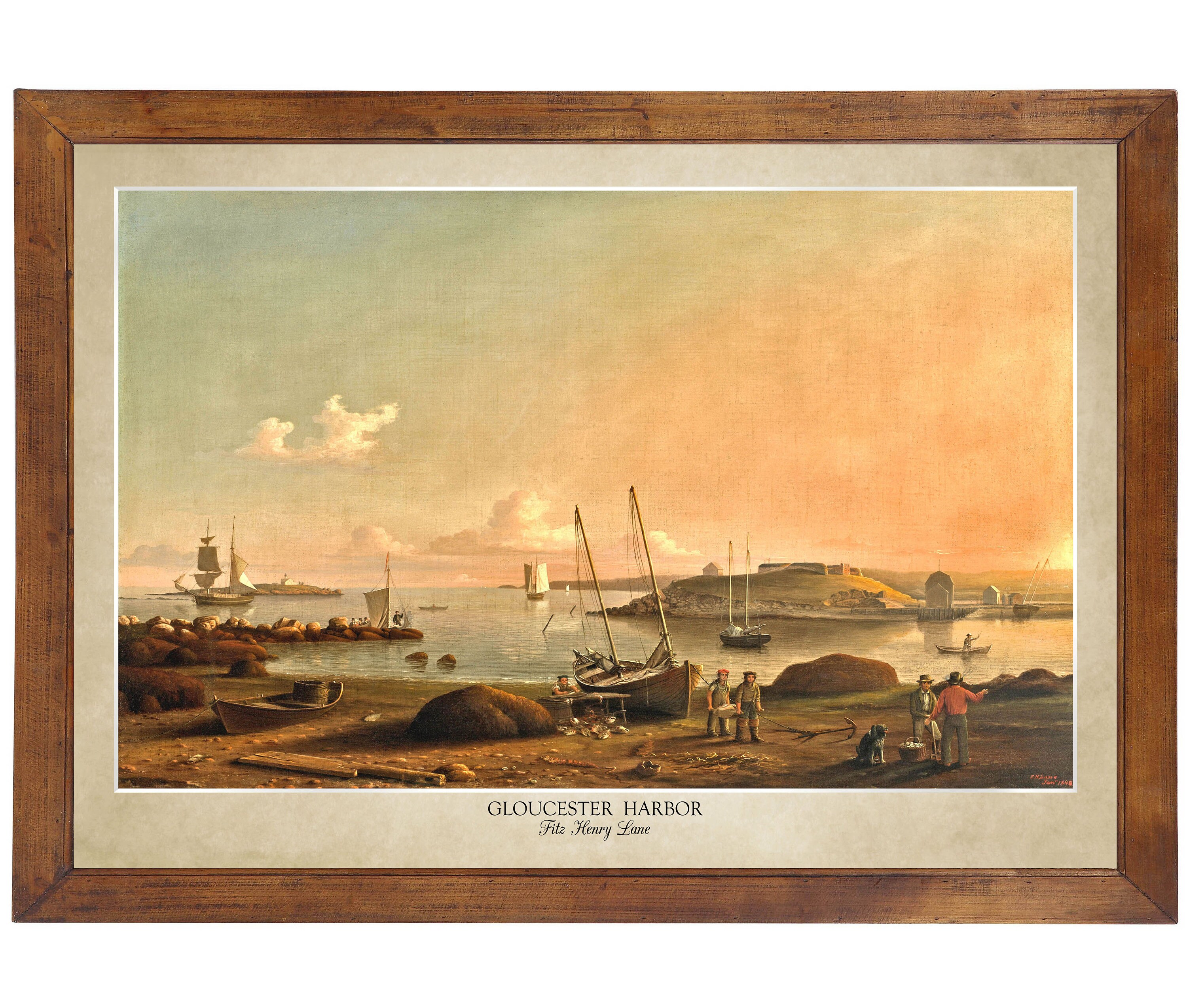 Gloucester Harbor, Fitz Henry Lane, 1848; 24x36 Inch Print Reproduced ...
