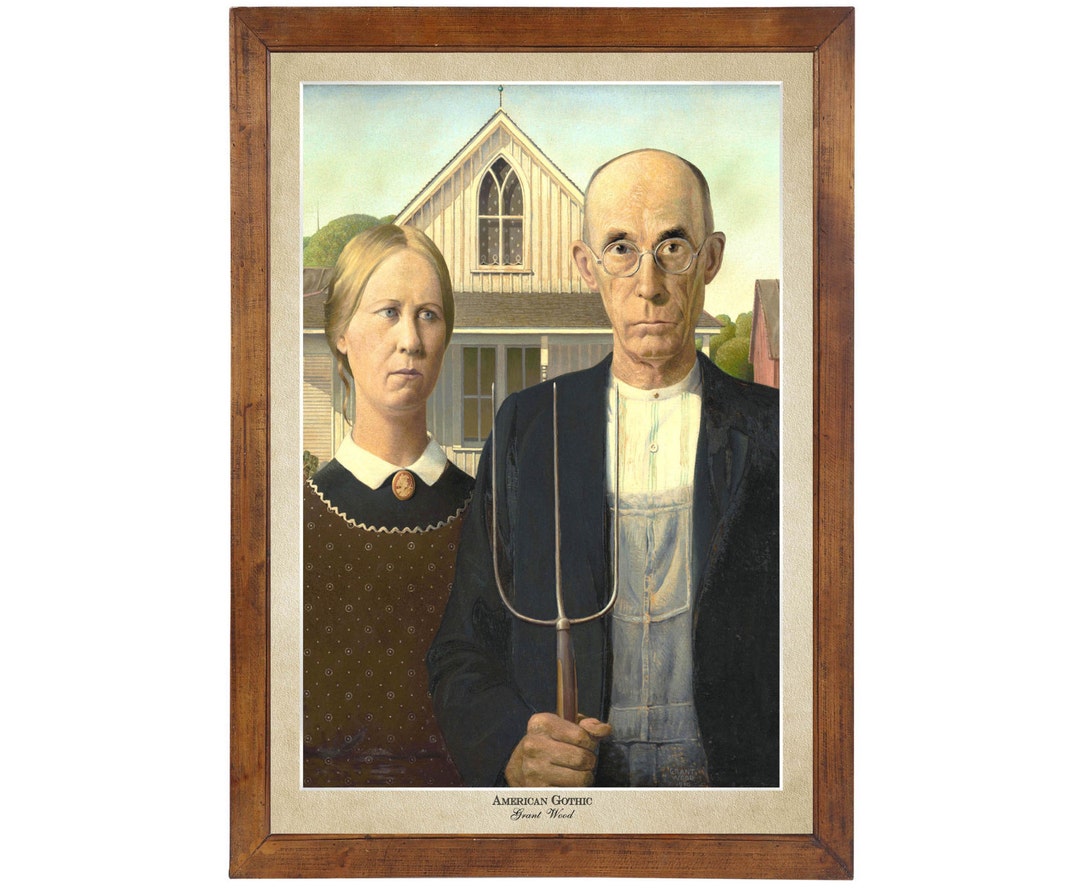 American Gothic, Grant Wood 1930; 24x36 Inch Print Reproduced From a ...