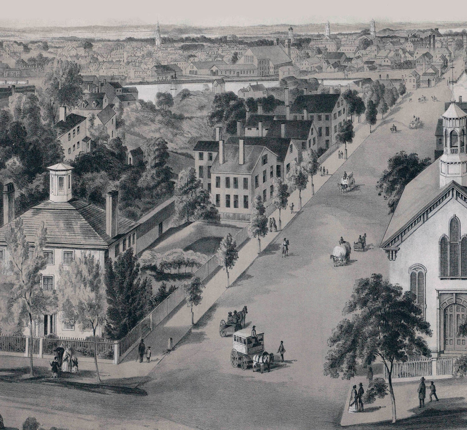 Salem MA, 1854; 24x36 Inch Print Reproduced From a Vintage Lithograph ...