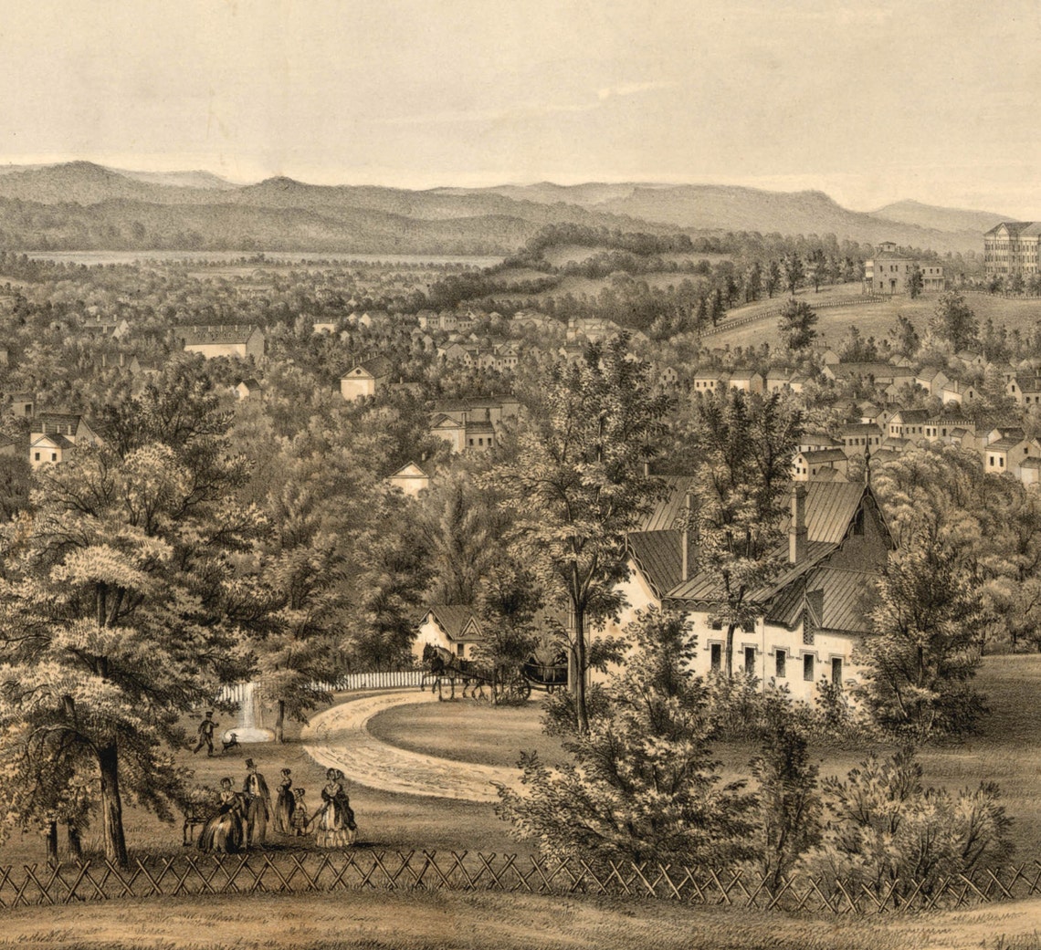 Springfield MA, 1850 24x36 Inch Print Reproduced From a Vintage ...